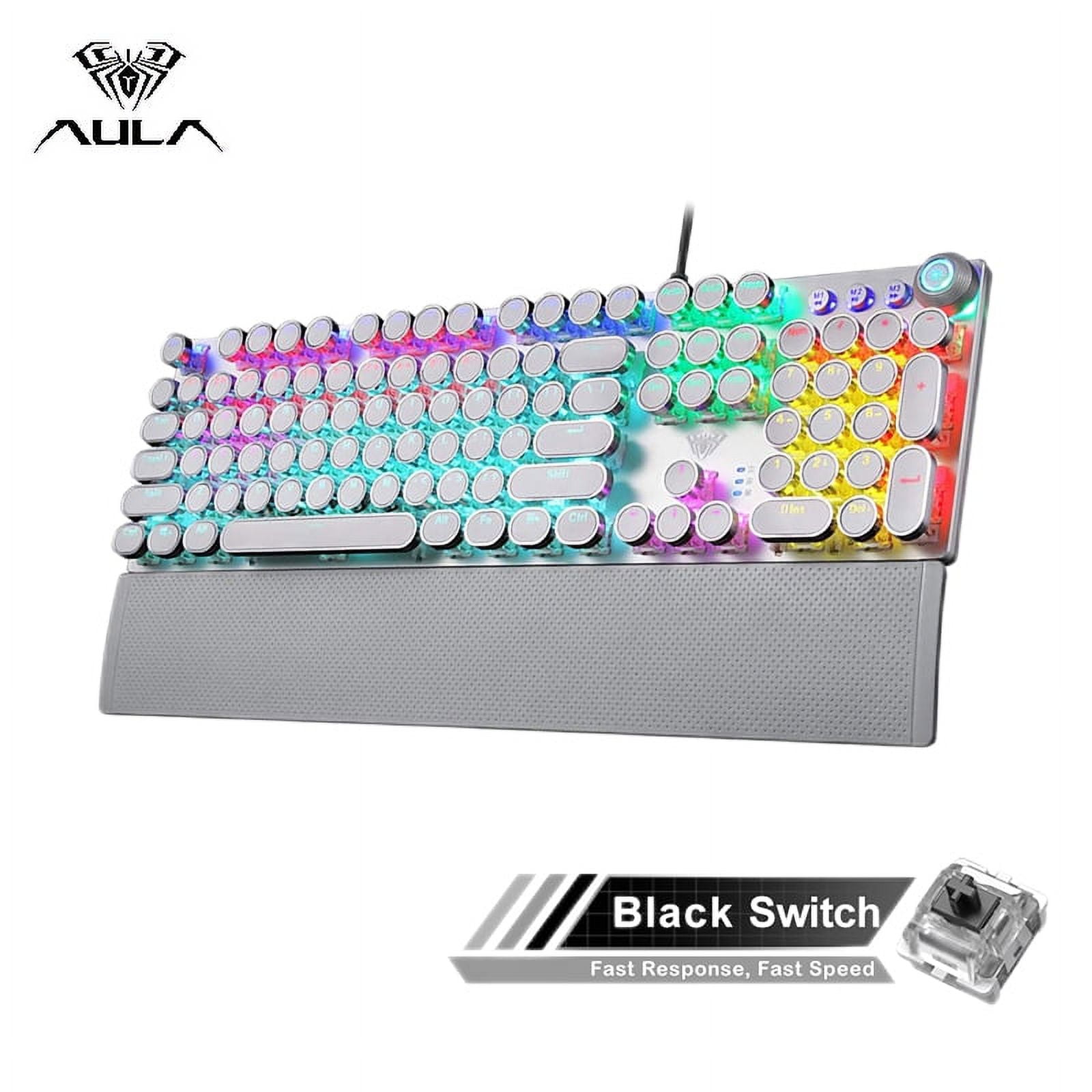 AULA F2088 Retro Mechanical Keyboard with Removable Wrist Rest Media ...
