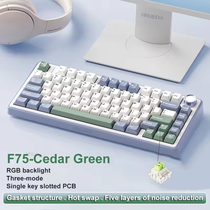 AULA F75 2.4G Wireless/Bluetooth/Wired Gaming Mechanical Keyboard RGB ...