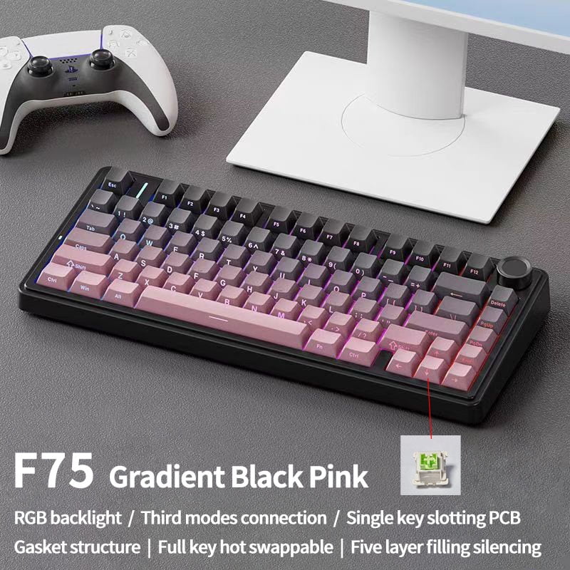 AULA F75 Gaming Mechanical Keyboard RGB Customized 75% Layout Side ...