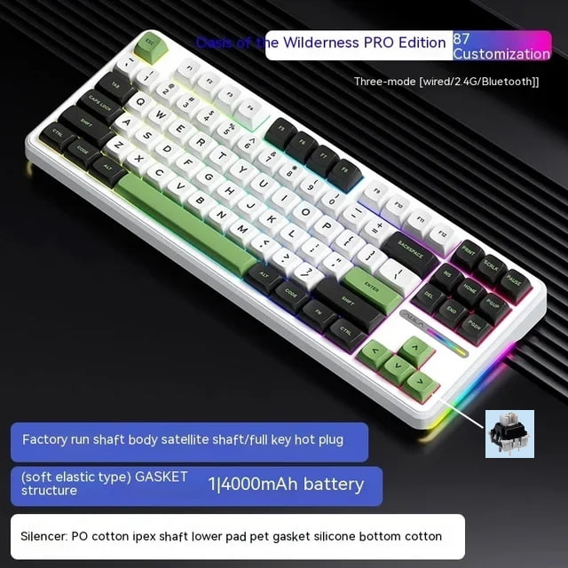 AULA F87Pro Mechanical Keyboard 2.4g/Usb/Bluetooth Tri Mode Wireless 87 ...