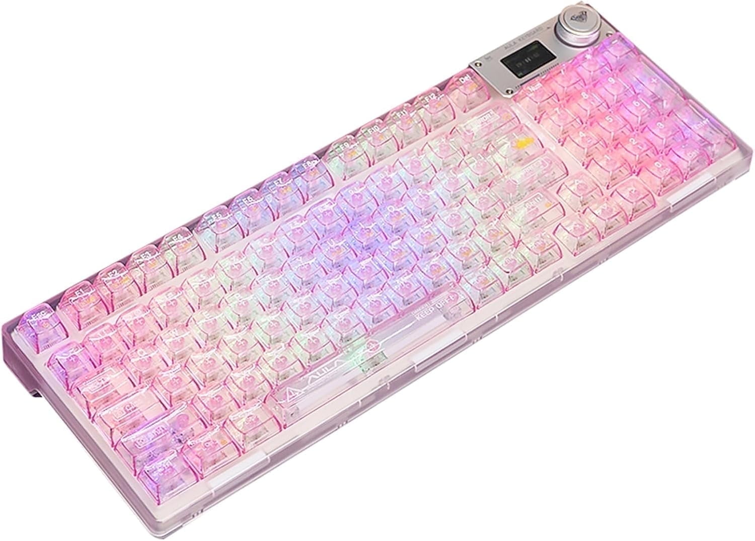 AULA F98Pro Transparent Wireless Mechanical Keyboard – Pink, Tri-Mode ...