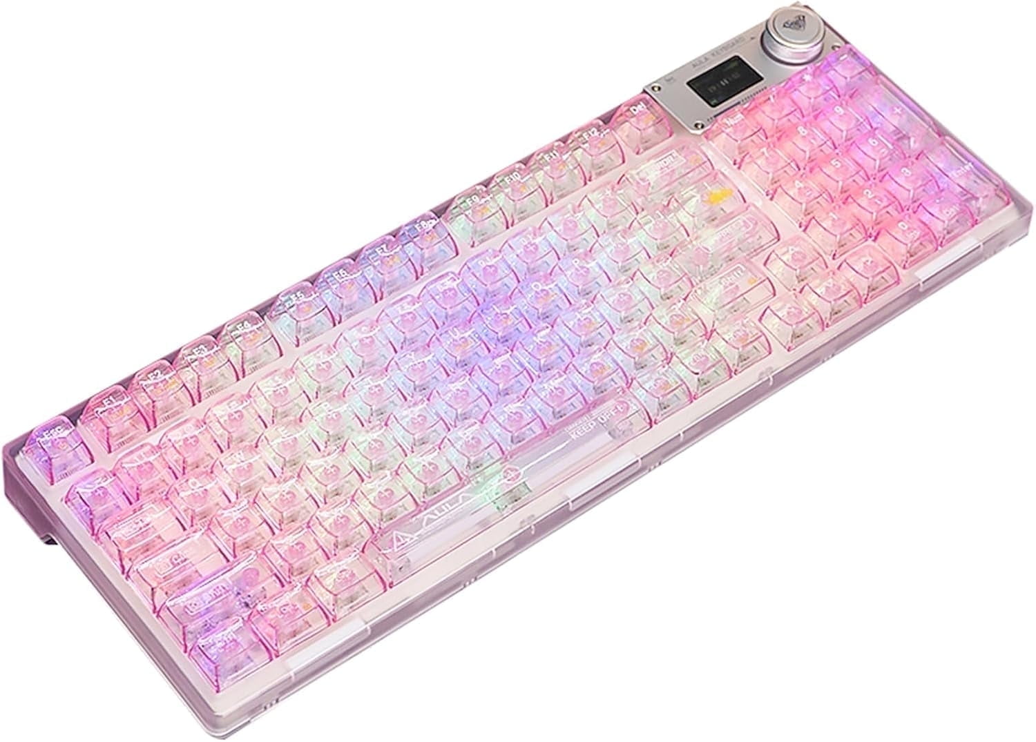 AULA F98Pro Transparent Wireless Mechanical Keyboard – Pink, Tri-Mode ...