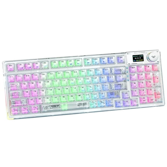 AULA F98Pro Transparent Wireless Mechanical Keyboard – White, Tri-Mode ...
