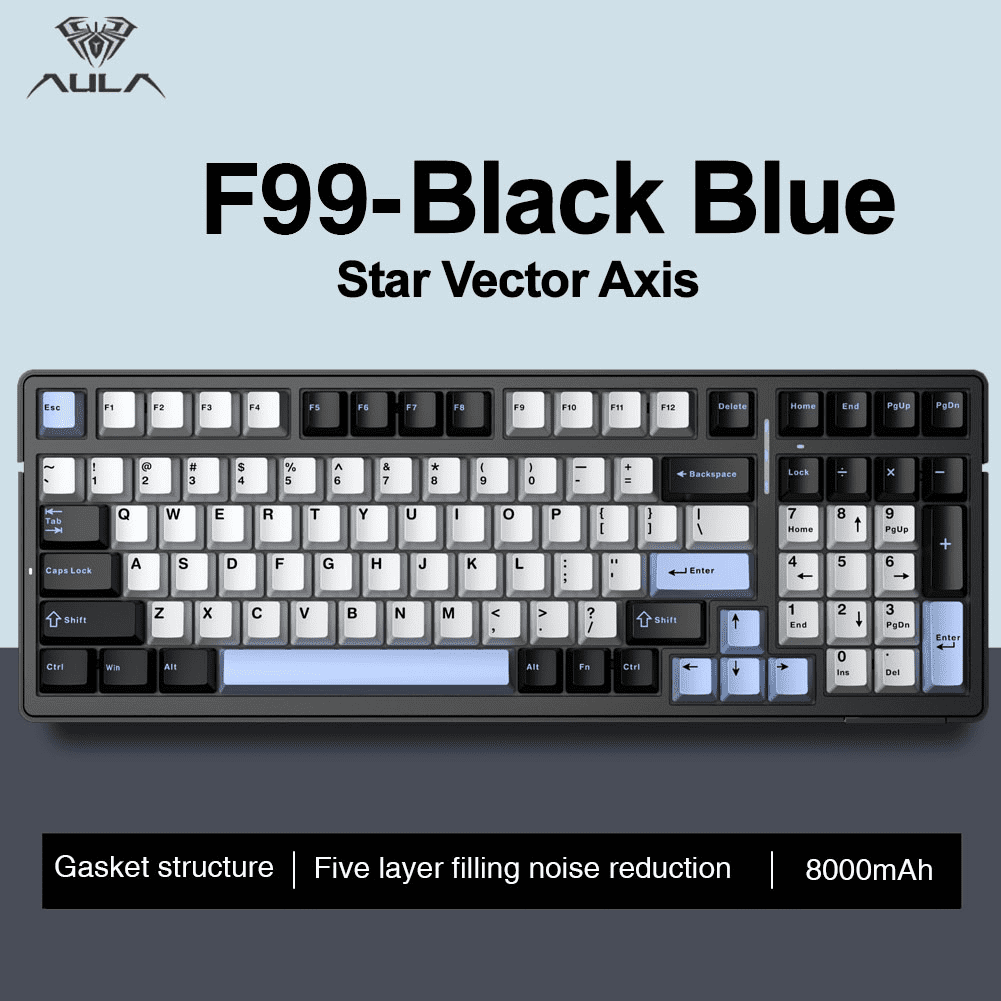 AULA F99 Machanical Keyboard Bluetooth 5.0/2.4G Wireless/Wired Gasket ...