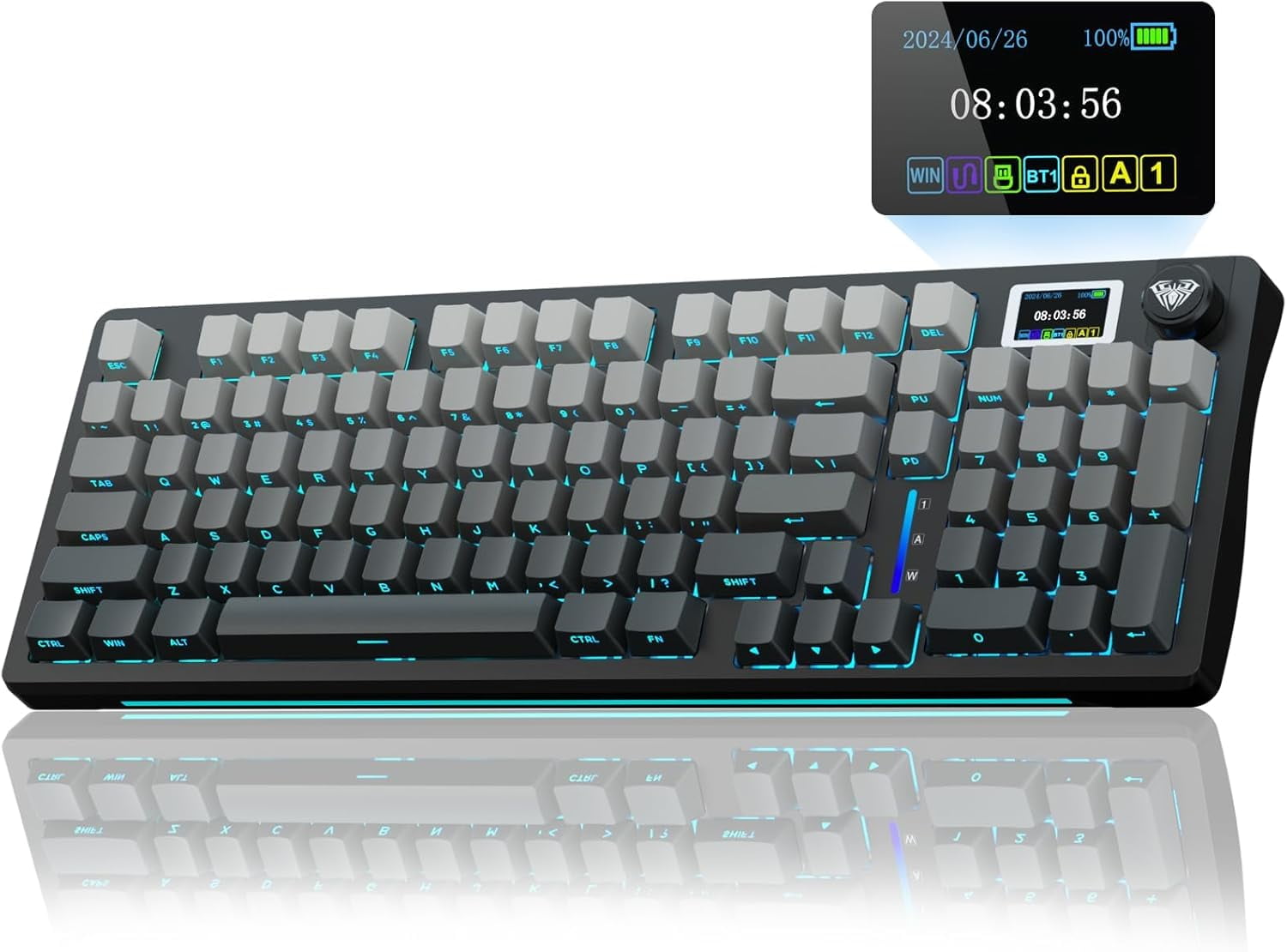 AULA S98 Pro Wireless Mechanical Keyboard with Screen & Knob,2.4GHz/USB ...