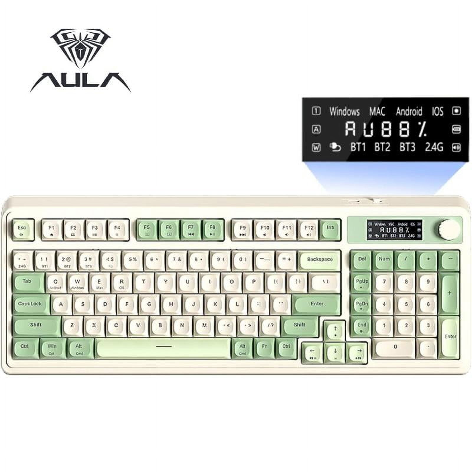 AULA S99 Keys Keyboard, Tri-Mode Bluetooth/2.4GHz/USB-C Cute Cream Gaming Keyboard with Numeric ...