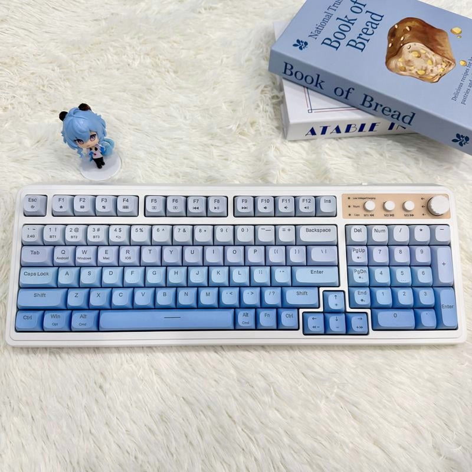 AULA S99 Keys Keyboard, Tri-Mode Bluetooth/2.4GHz/USB-C Cute Cream ...