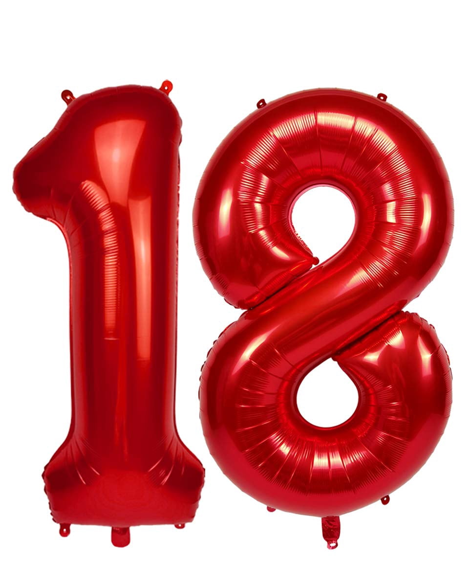 AULE 40 Inch Big Red Foil AFN118 Number Balloons for Girl Large 18th ...