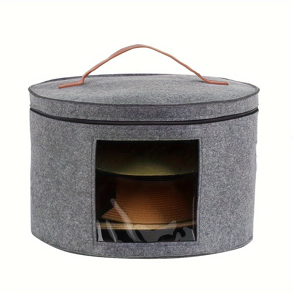 AUMIY 1pc Fabric Round Hat Storage Case Large Capacity Hat Box With Lid ...