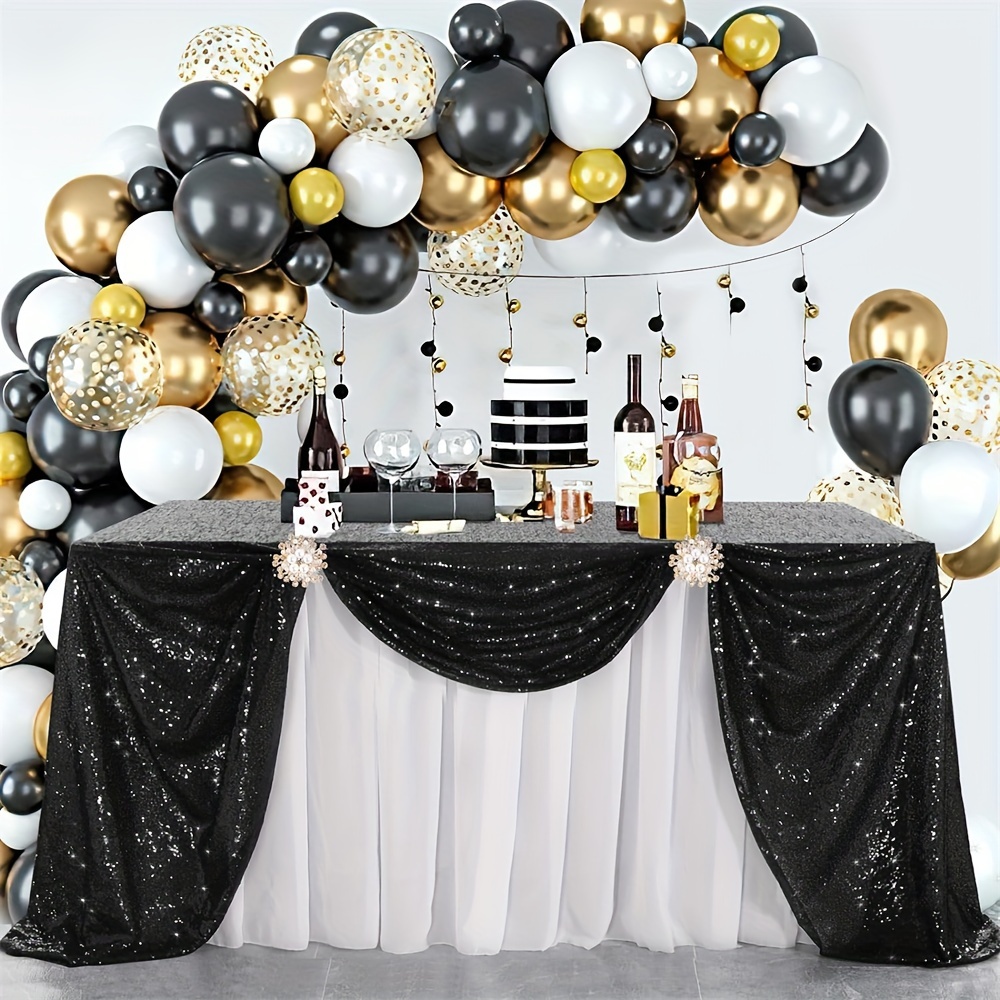 AUMIY 2 piece 50x80-inch Black Sequin Tablecloth Halloween Shimmer ...