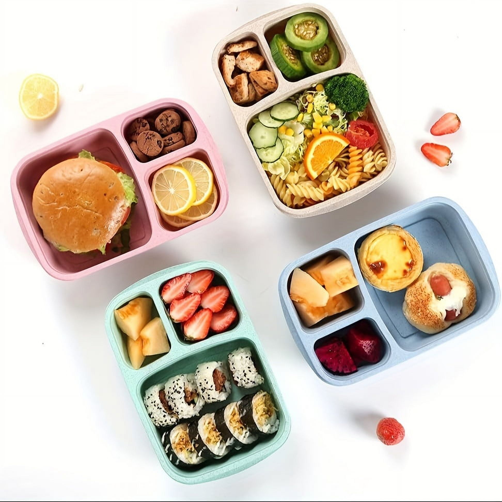 AUMIY 4-Piece Eco-Friendly Wheat Straw Bento Boxes With Clear Lids ...