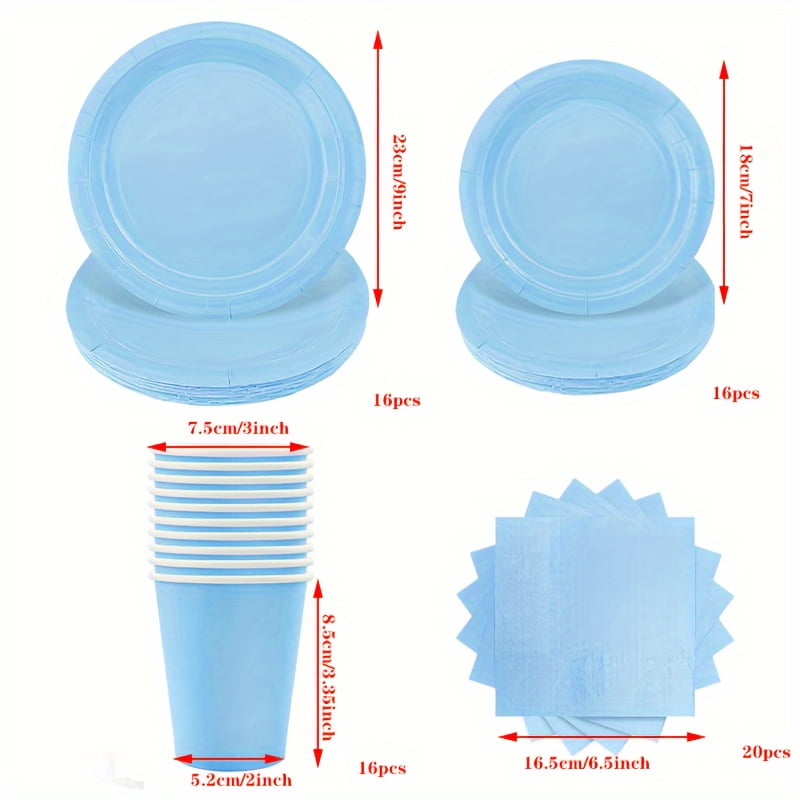 AUMIY 68-Piece Vibrant Light Blue Party Essentials Kit - Disposable ...