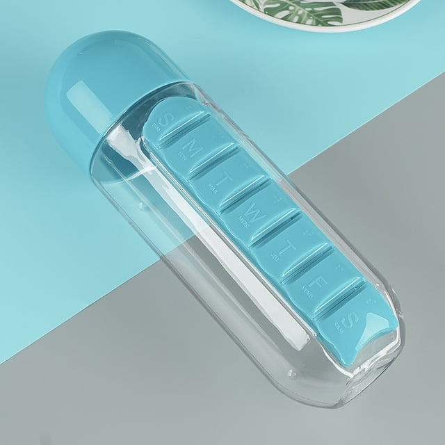 AUMIY 700Ml Water Bottle with Pillbox Plastic Drink Bottle with ...