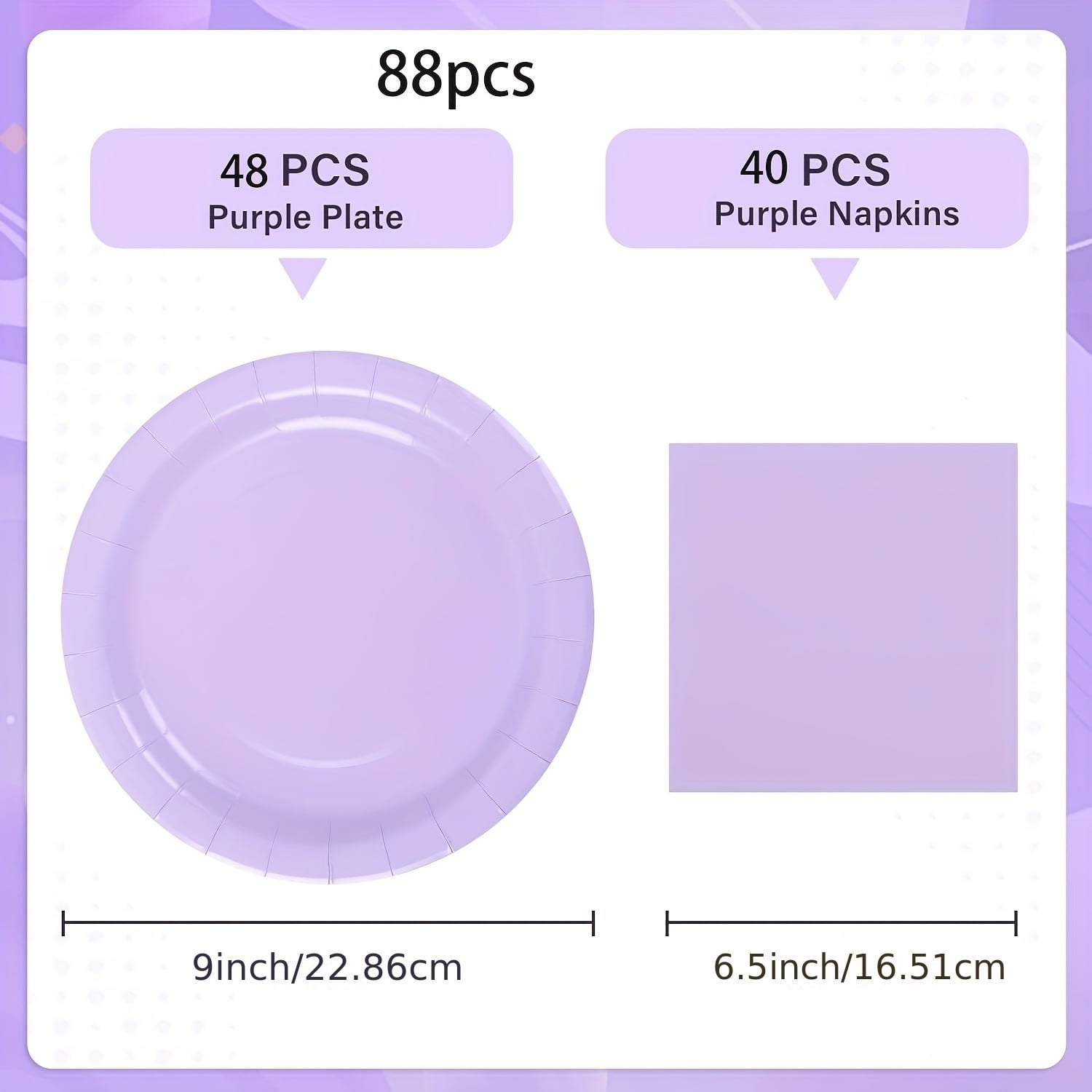 AUMIY 88 Pcs Lilac Party Supplies 48 Paper Plates & 40 Napkins Perfect ...