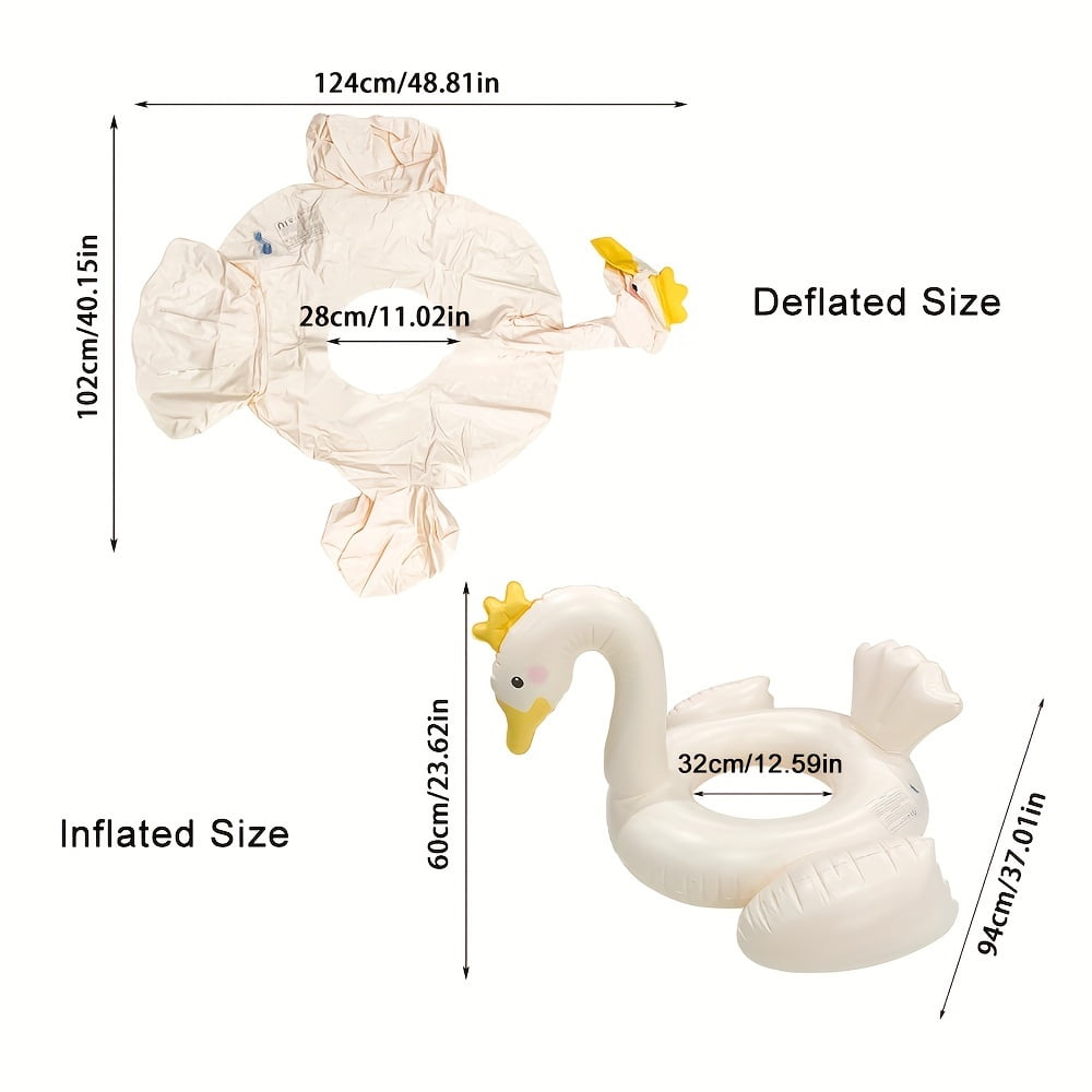 AUMIY Adult Inflatable Swan Swimming Ring - Thick PVC Float with Secure Valve and Backrest for ...