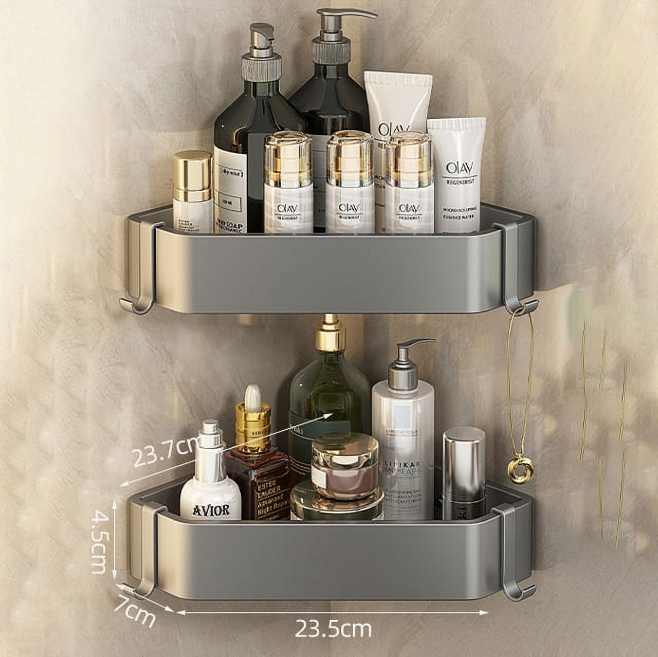 AUMIY Bathroom 2/3-Tier Shelf Angle Ledge Wall Shelves Shower Caddy ...