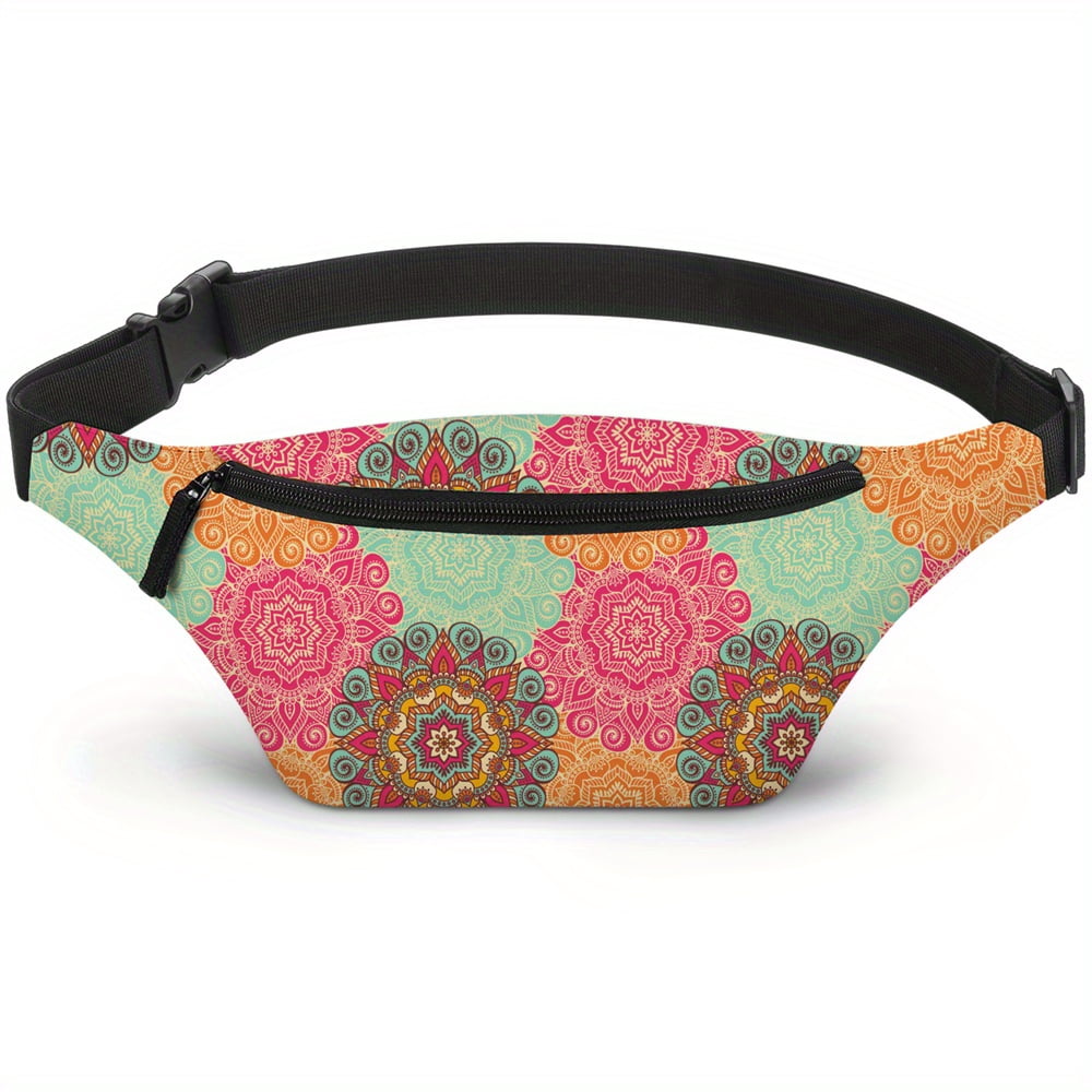 AUMIY Boho Chic Mandala Print Fanny Pack For Women Waist Bag With ...