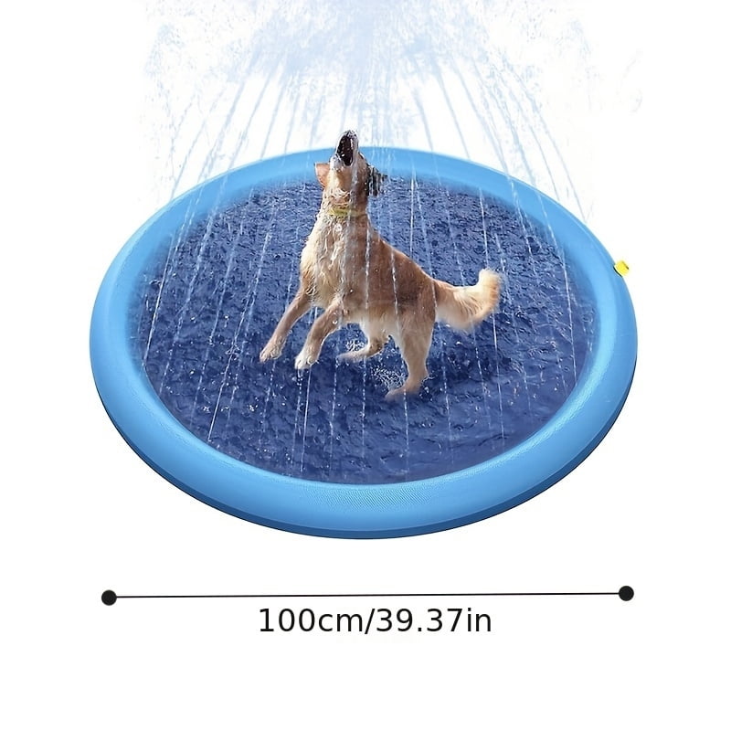 AUMIY Durable PVC Portable Dog Splash Pad Pool with Sprinkler Fountain ...
