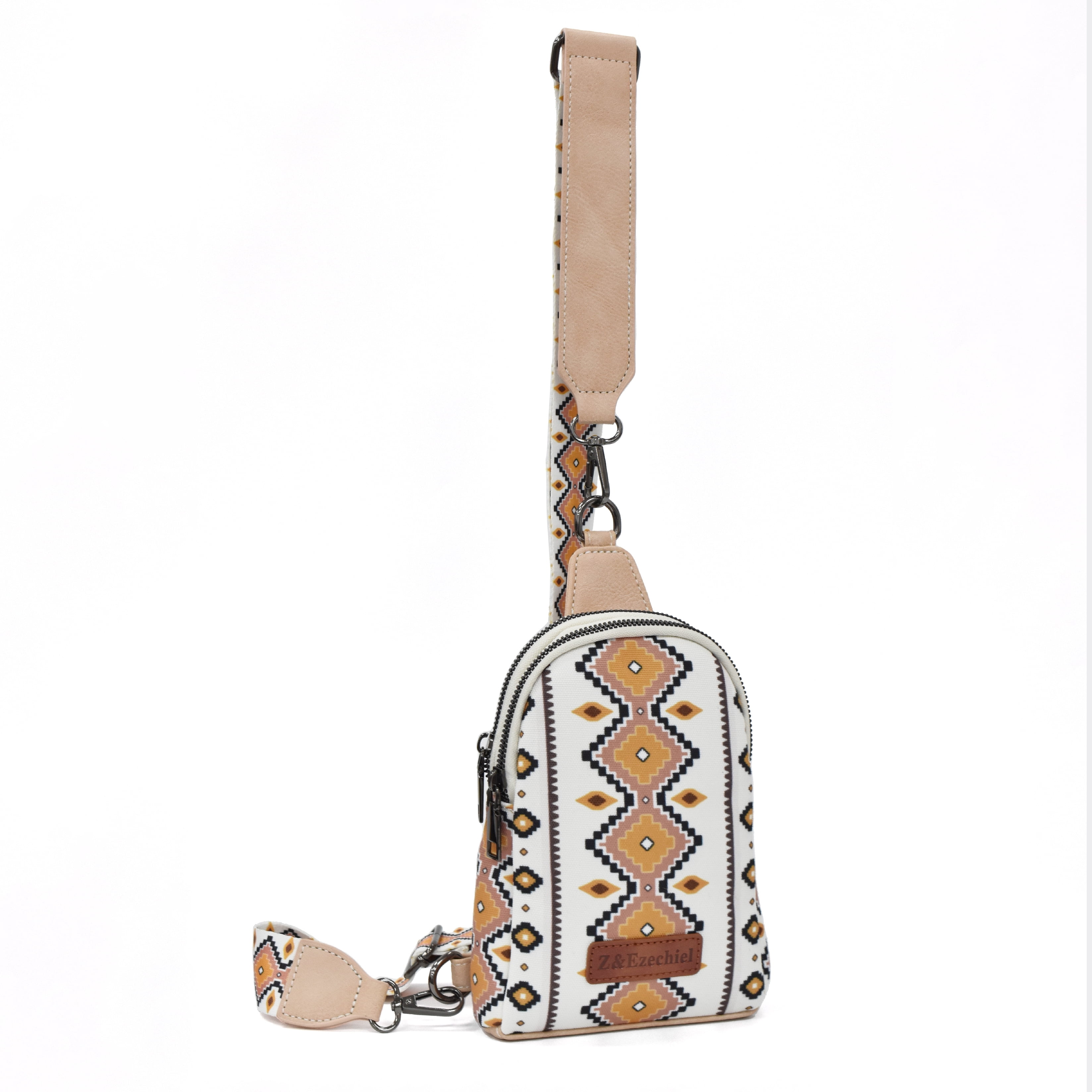 AUMIY Ethnic Style Canvas Chest Bag Mini Geometric Pattern Sling Bag ...