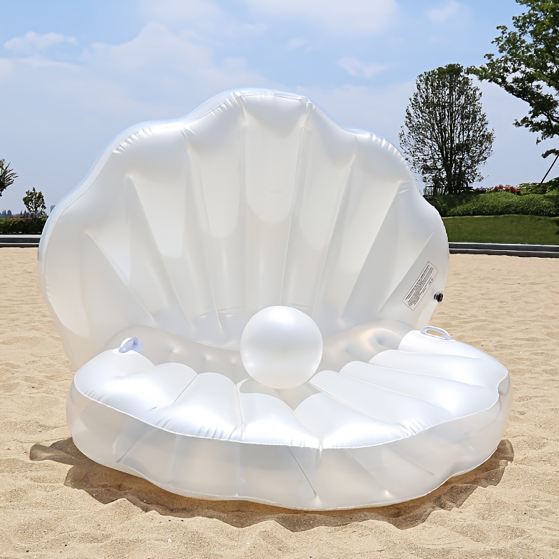 AUMIY Inflatable Shell Lounger - Summer Beach Water Hammock Pvc Pearl ...