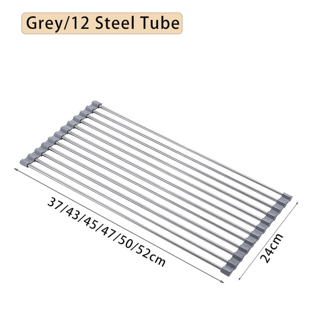 AUMIY Kitchen Roller Shutter Drain Rack 304 Stainless Steel Bowl Fruit ...