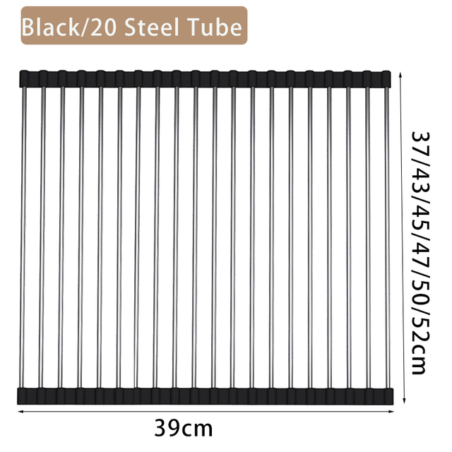 AUMIY Kitchen Roller Shutter Drain Rack 304 Stainless Steel Bowl Fruit ...