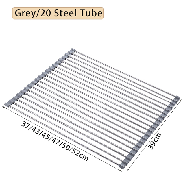 AUMIY Kitchen Roller Shutter Drain Rack 304 Stainless Steel Bowl Fruit ...