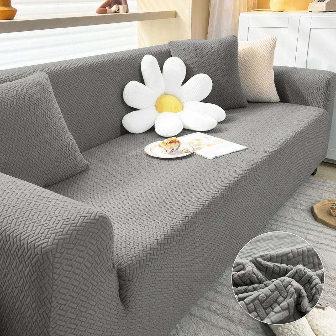 AUMIY Leorate Polar Fleece Thick Elastic Sofa Cover Slipcovers Armchair ...