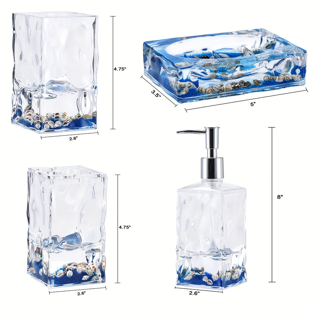 AUMIY Locco Decor 4 Pieces Acrylic Liquid 3D Floating Motion Bathroom ...