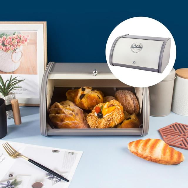 AUMIY Multi Purpose Iron Bread Box with Lid Bread Bin Container Holder ...