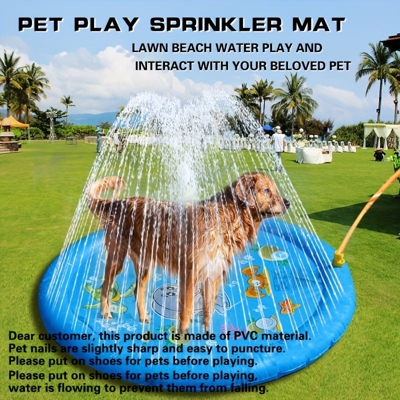 AUMIY Pet Splash Pad Outdoor Sprinkler Play Mat For Dogs Summer Water ...