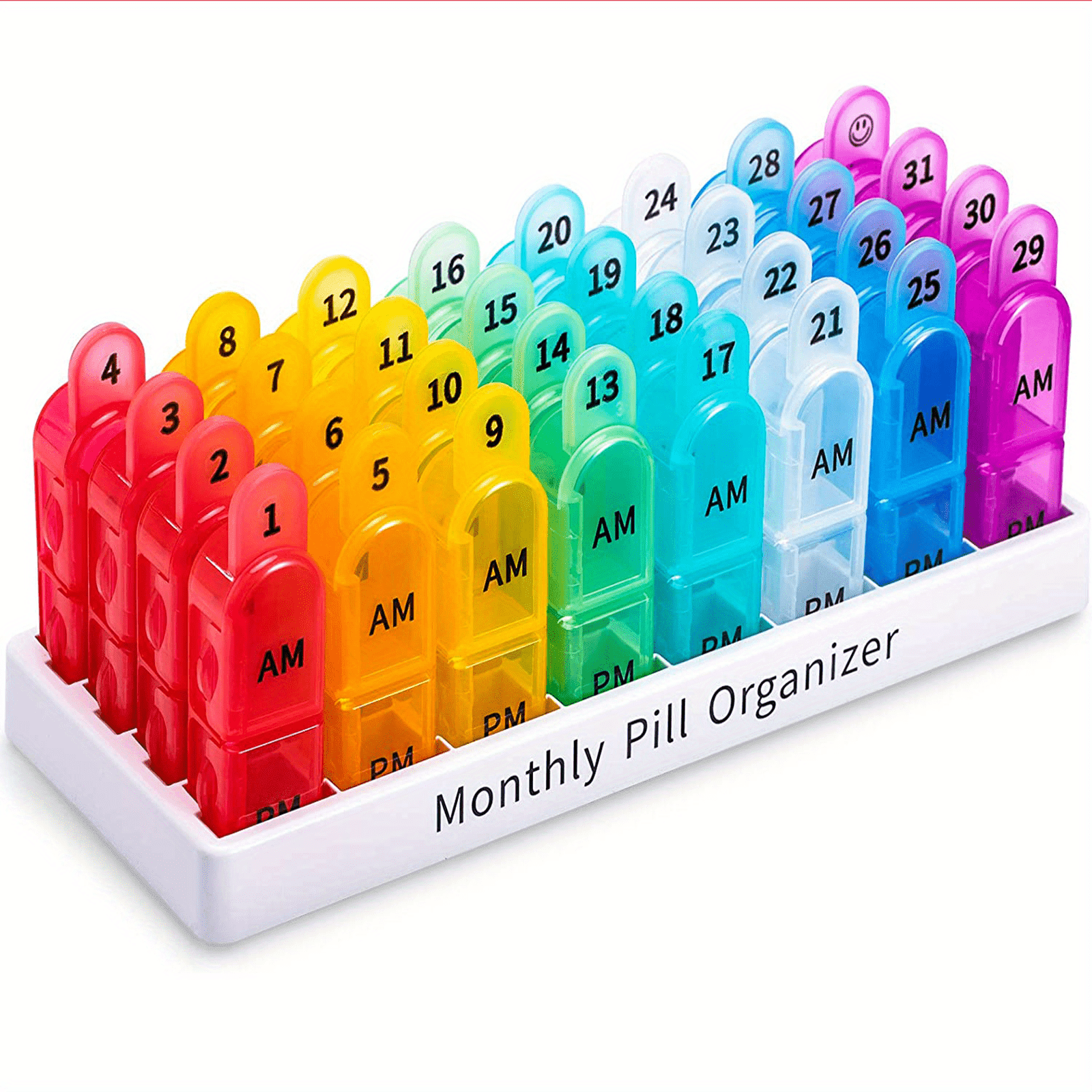 AUMIY Pill Organizer Monthly 2 Times A Day - AM PM Large One Month ...
