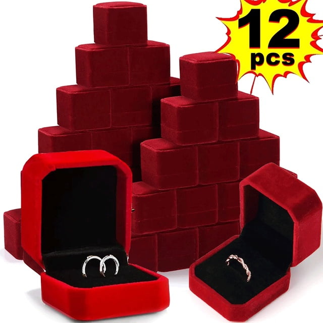 AUMIY Red Velvet Ring Box Jewelry Display Case Holder Gift Heart Boxes ...