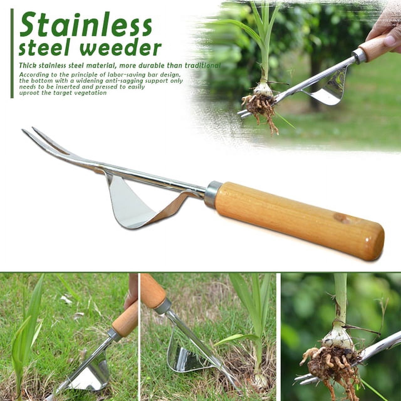 AUMIY Stainless Steel Hand Weeder Weeds Digging Puller Forked Head ...