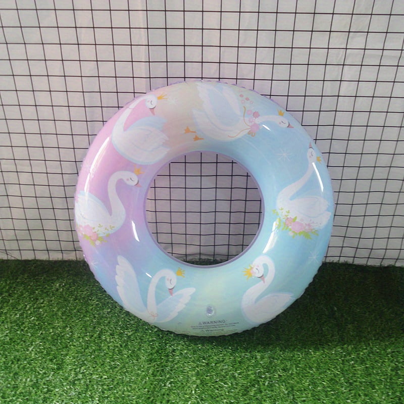 AUMIY Swan-Print Inflatable Swim Ring - Durable PVC Pool Float for ...
