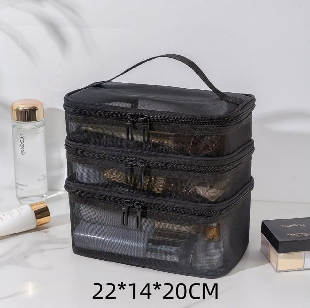 AUMIY Travel Mesh Wash Storage Bag Makeup Organizer Cosmetics Make Up ...