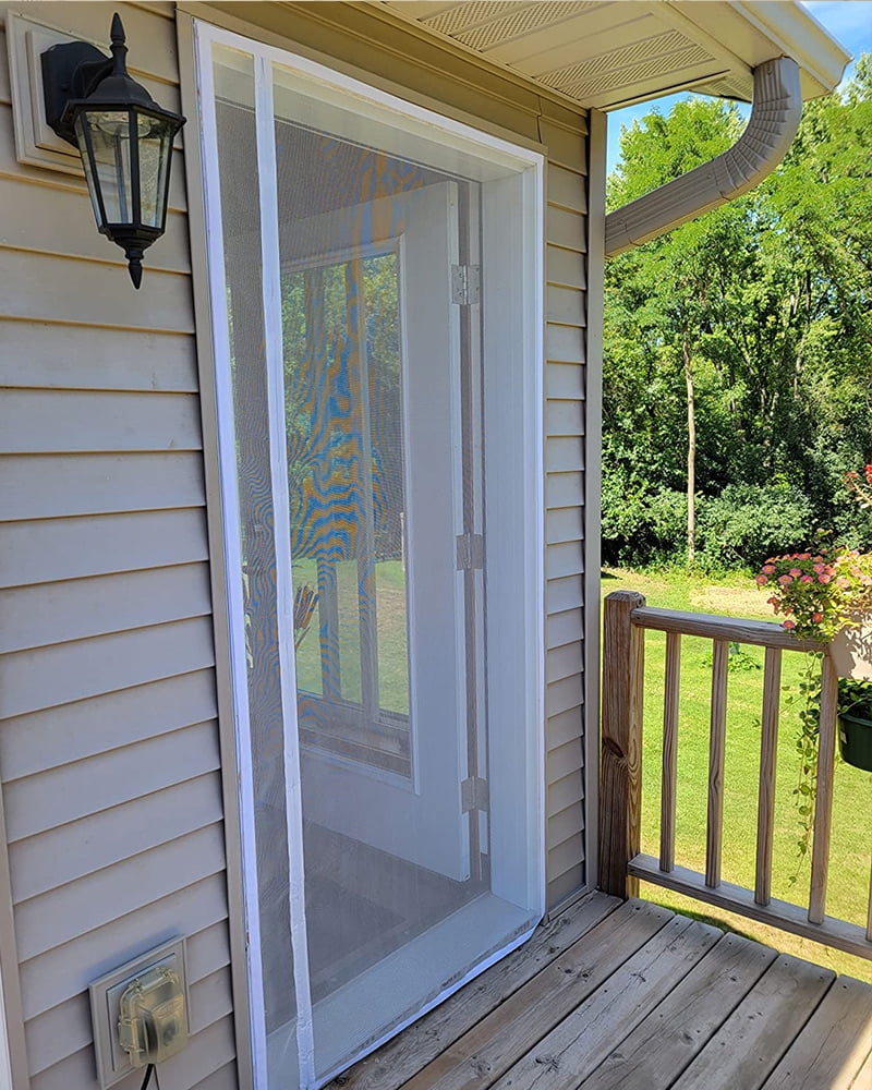 AUMIY White Side Open Magnetic Door Screen Mosquito Net Custom Size Curtain Fly Insect Anti ...