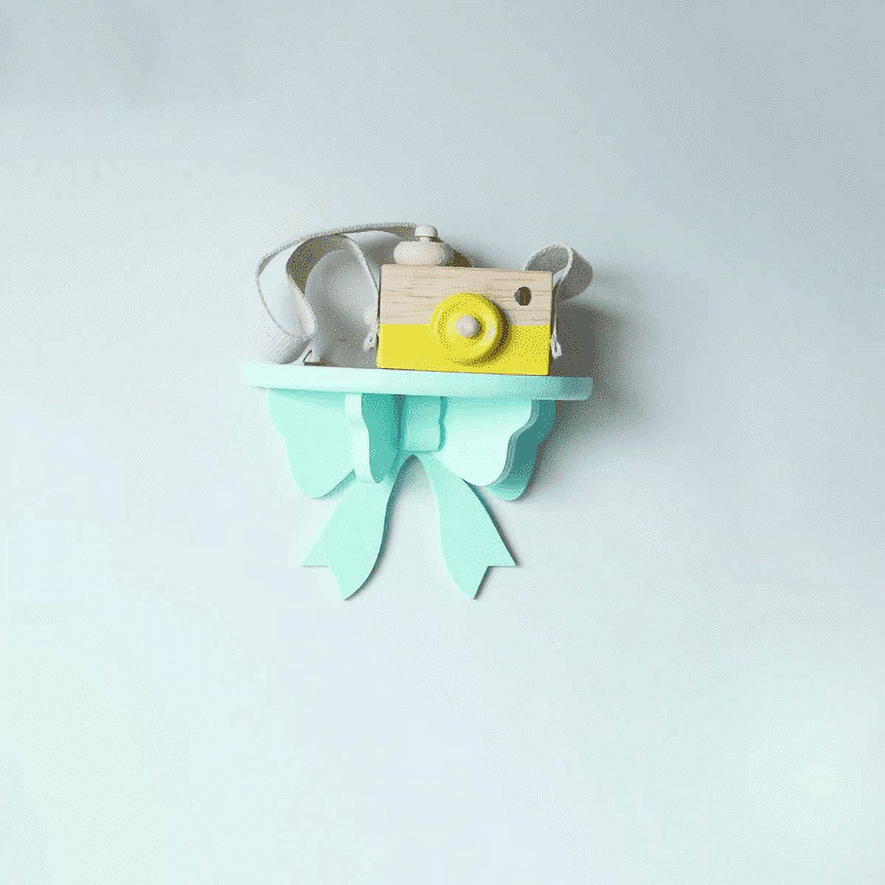 AUMIY Zerodeko Wood Wall Shelves Bow Shaped Blue Wooden Floating Shelf ...