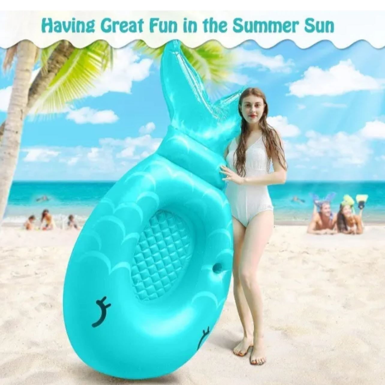 AUMIY nflatable Mermaid Pool Float Floatie Giant Pool Raft Blow Up Adults Women Summer Fun Water ...