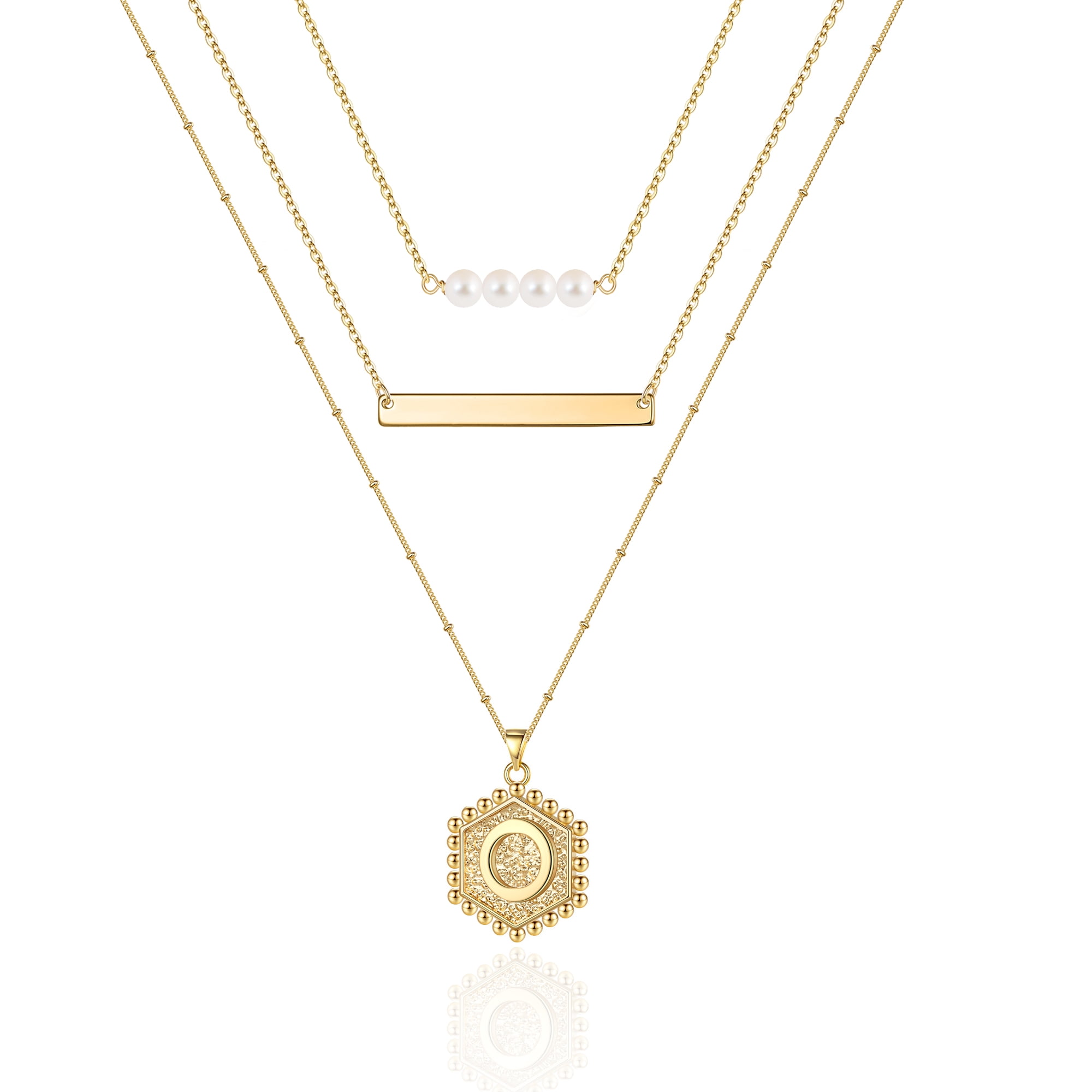 TURANDOSS Gold Layered Initial Necklaces for Women 14K Gold Plated Bar ...