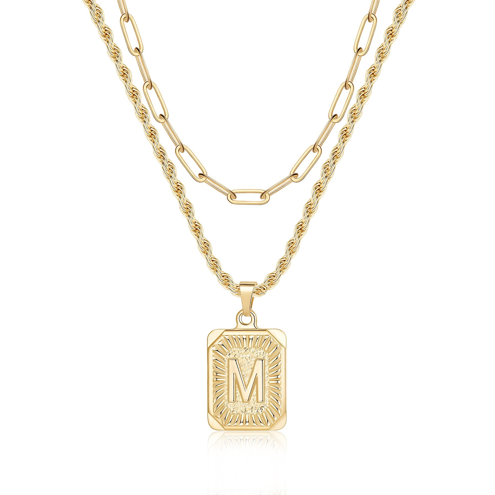 AUNOOL Gold Layered Initial Necklaces for Women 14K Gold Plated ...