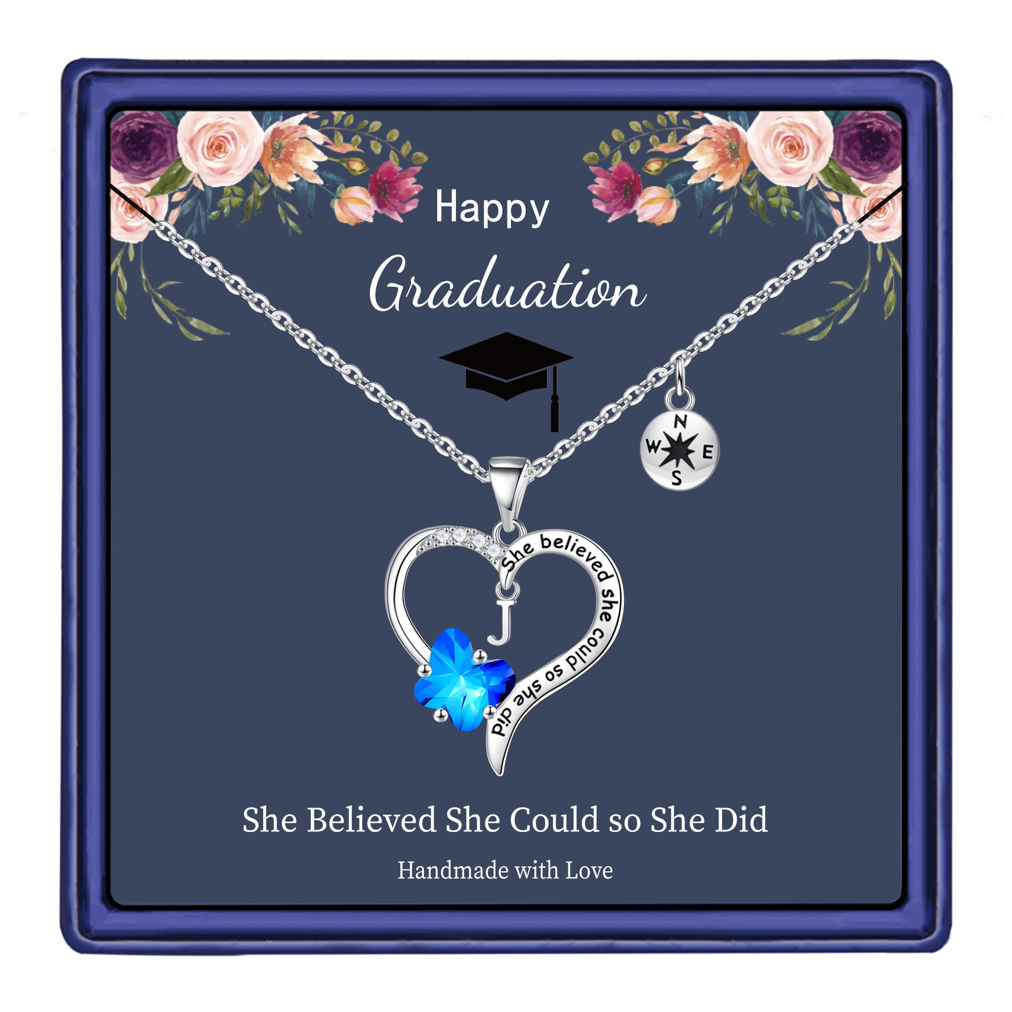 TURANDOSS Graduation Gifts for Her, 14K White Gold Plated Heart ...