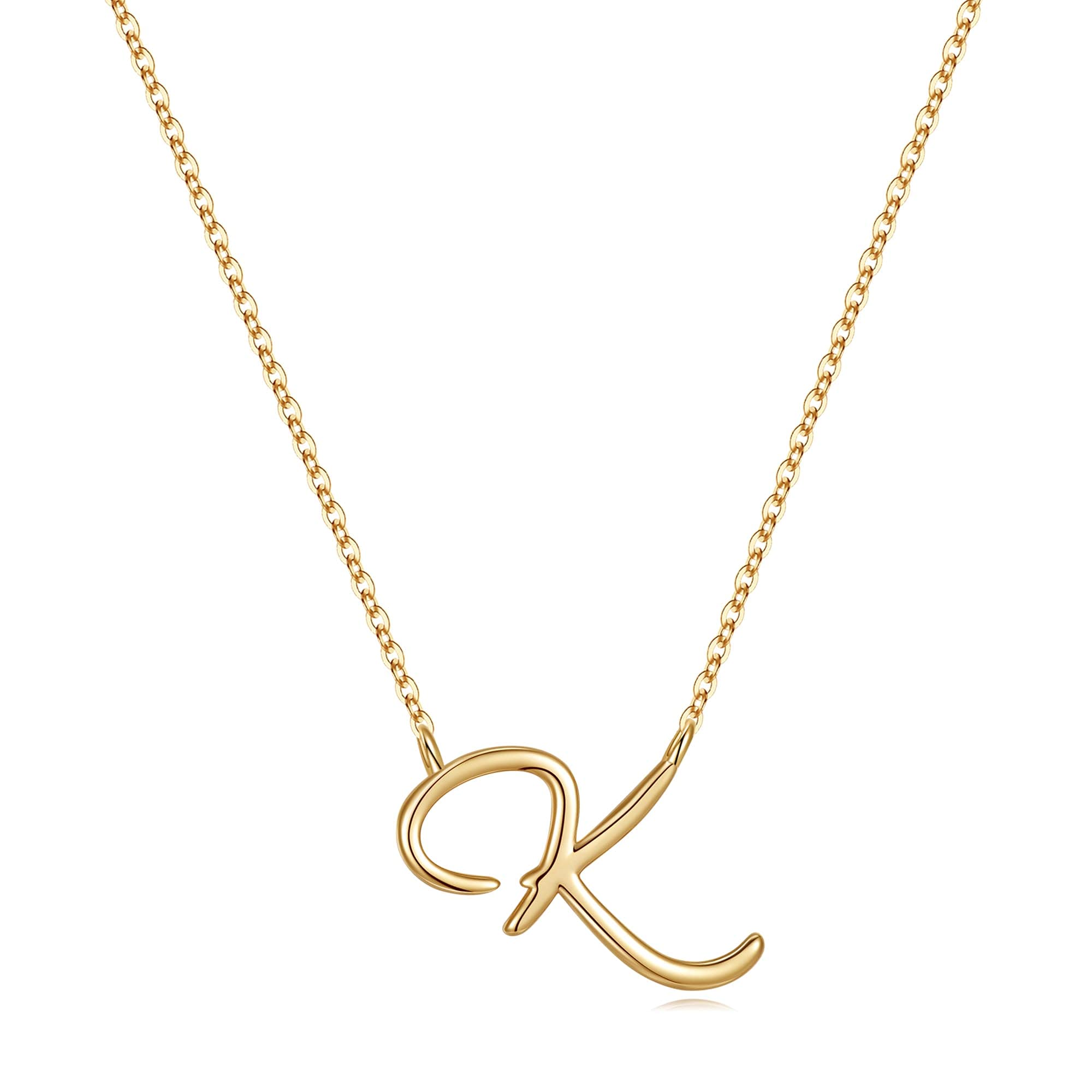 AUNOOL Initial Necklaces for Women 14K Gold Plated Cursive Letter ...