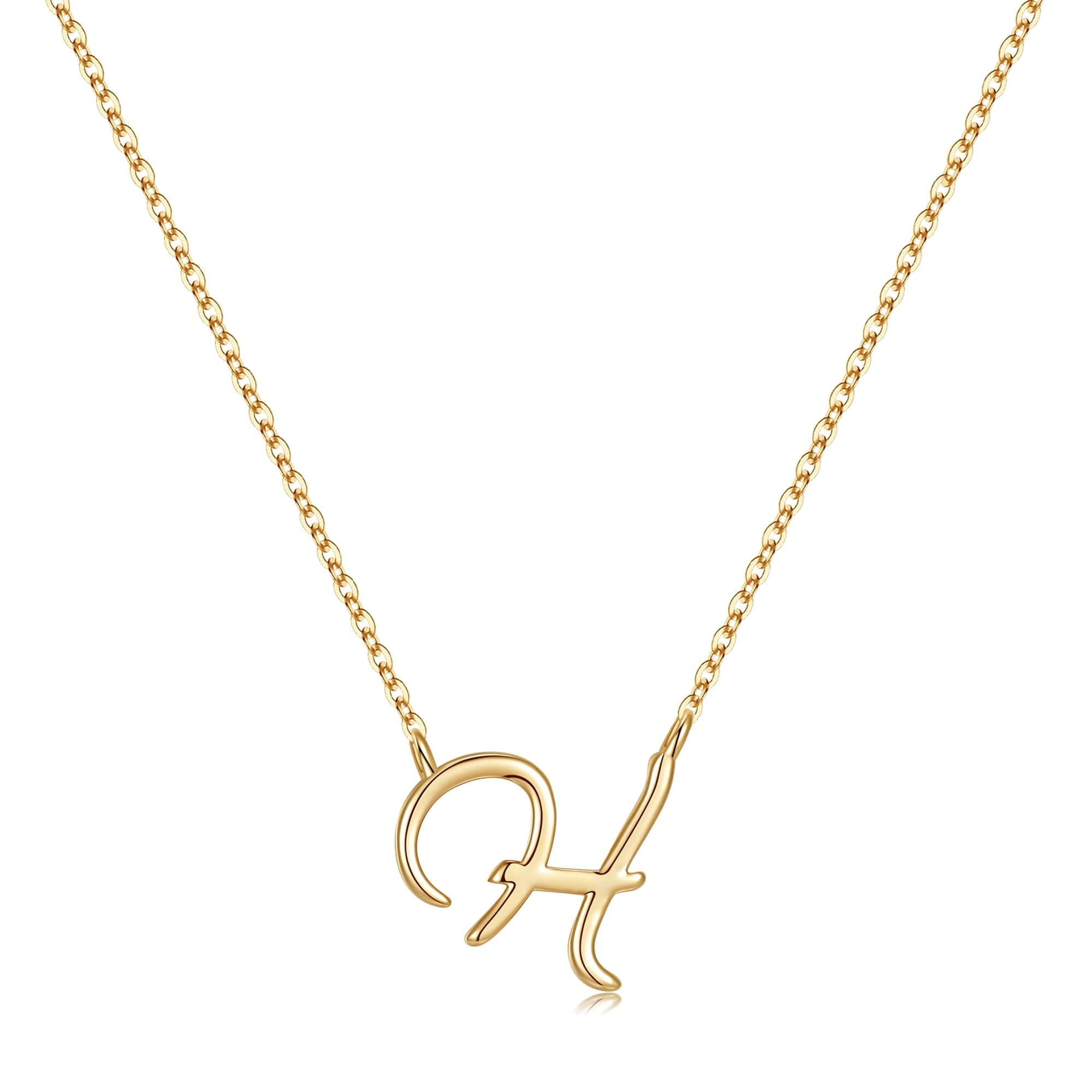 AUNOOL Initial Necklaces for Women 14K Gold Plated Cursive Letter ...