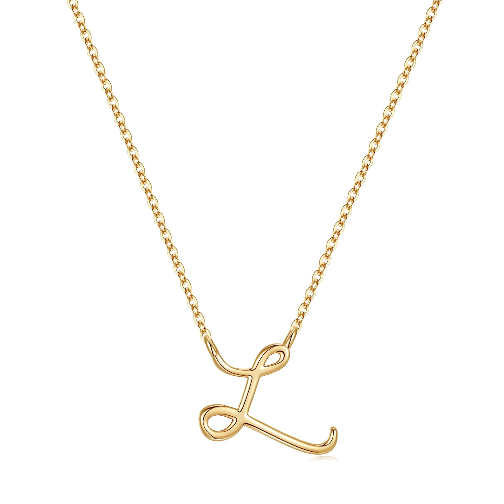 AUNOOL Initial Necklaces for Women 14K Gold Plated Cursive Letter ...