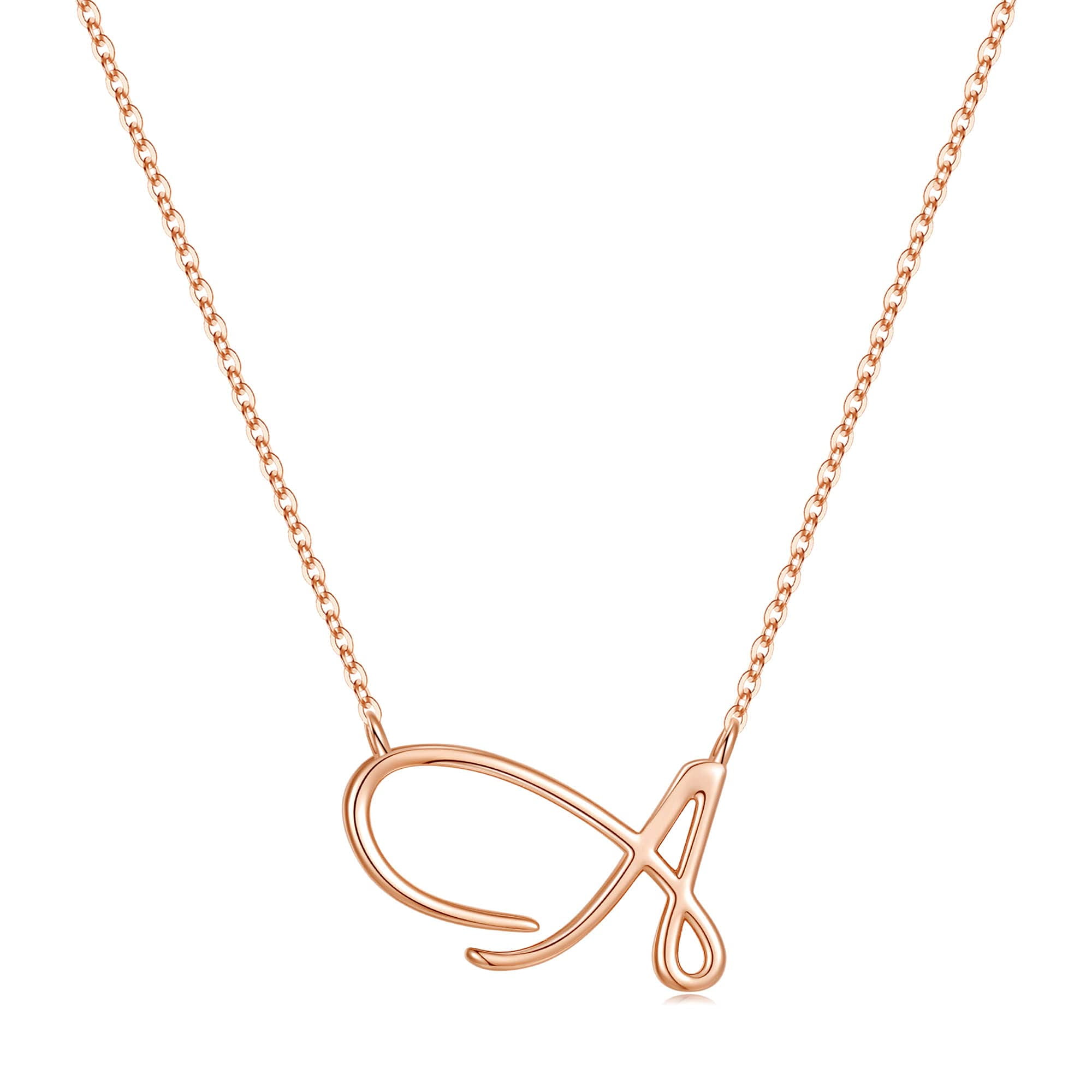 AUNOOL Initial Necklaces for Women 14K Gold Plated Cursive Letter ...