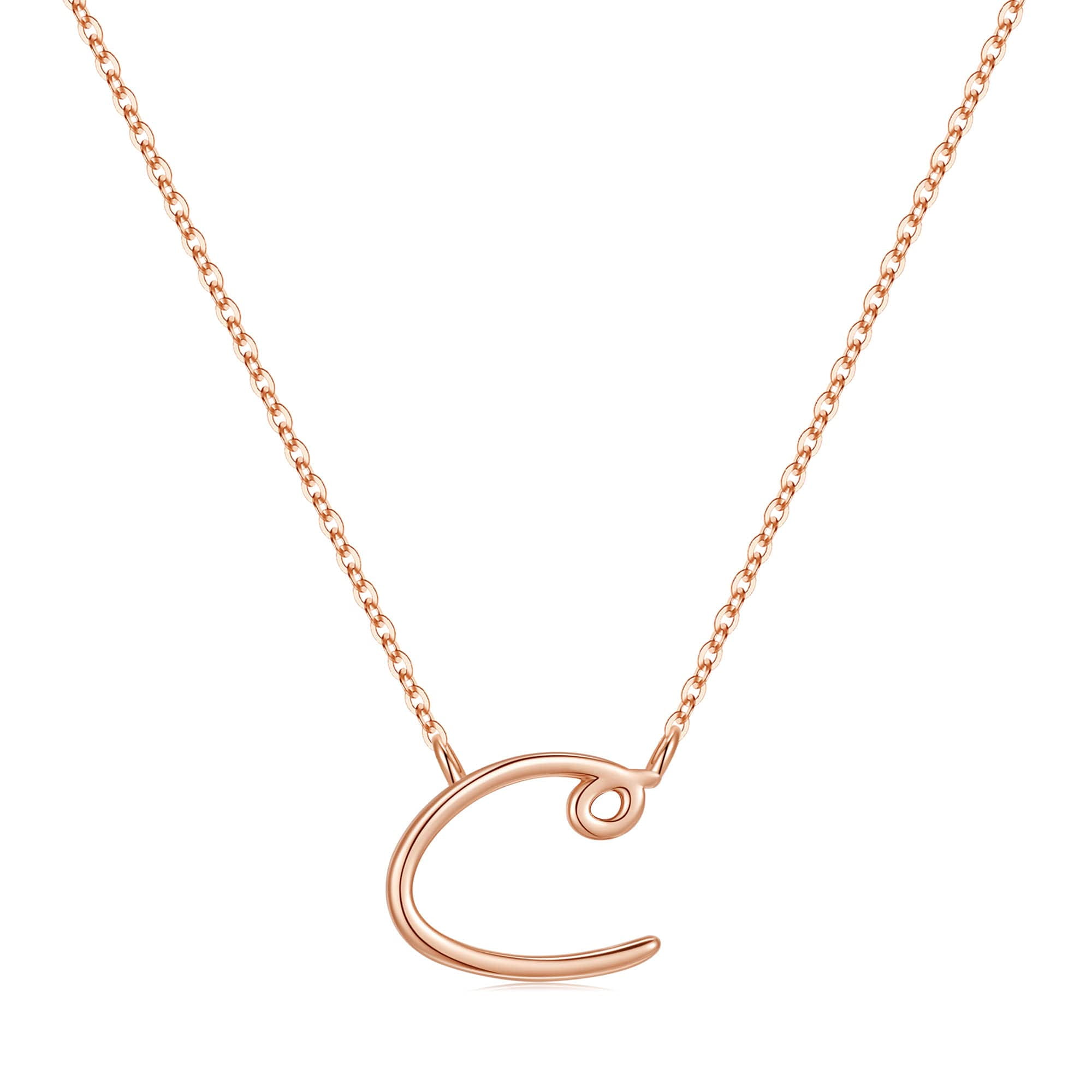 AUNOOL Initial Necklaces for Women 14K Gold Plated Cursive Letter ...