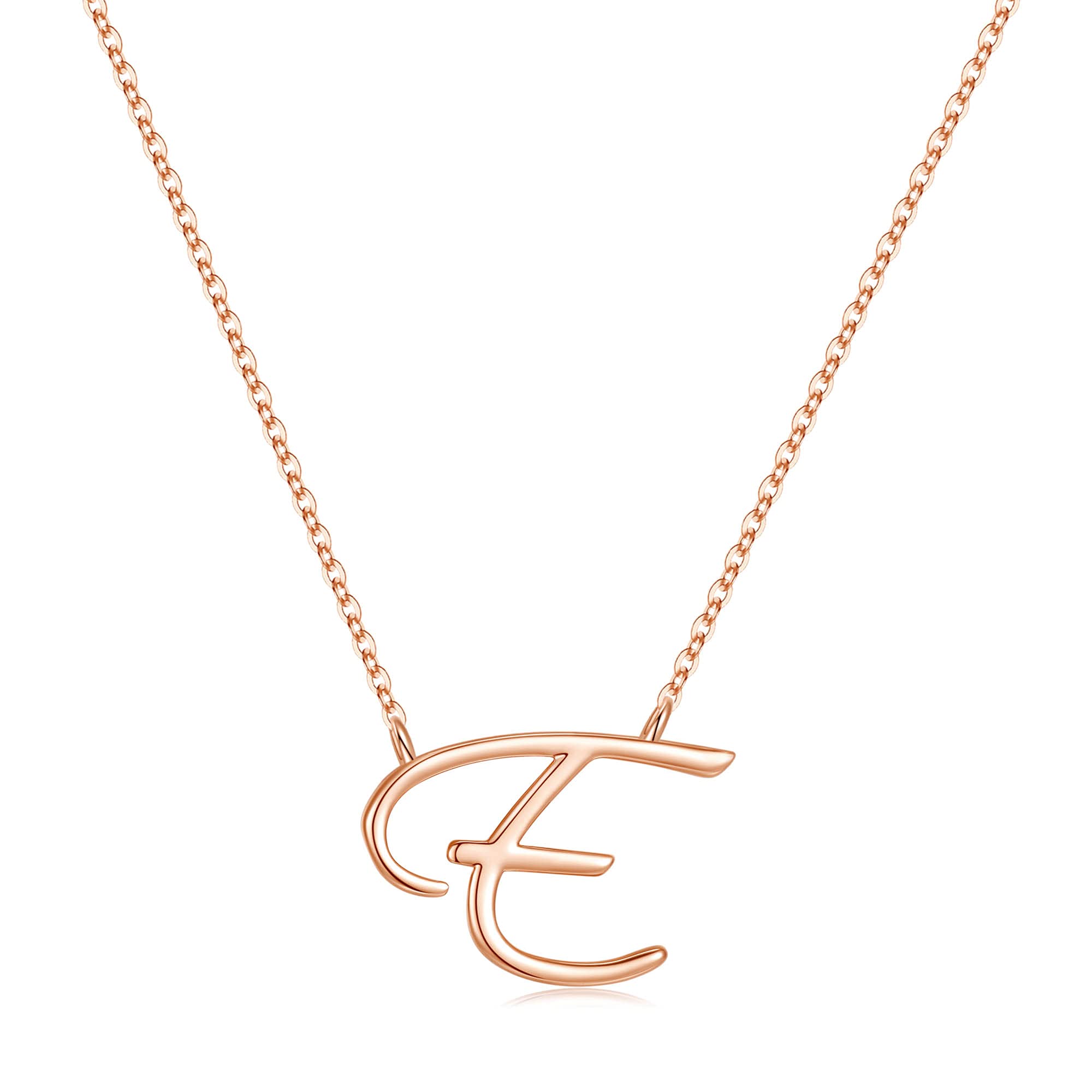 AUNOOL Initial Necklaces for Women 14K Gold Plated Cursive Letter ...