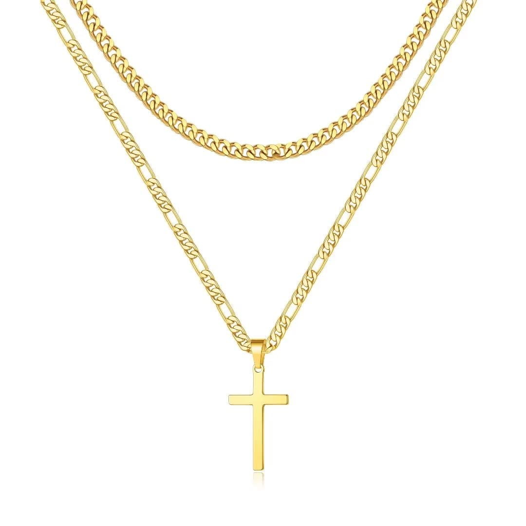 Layered Cross Necklace for Men Stainless Steel Mens Cross Necklaces ...