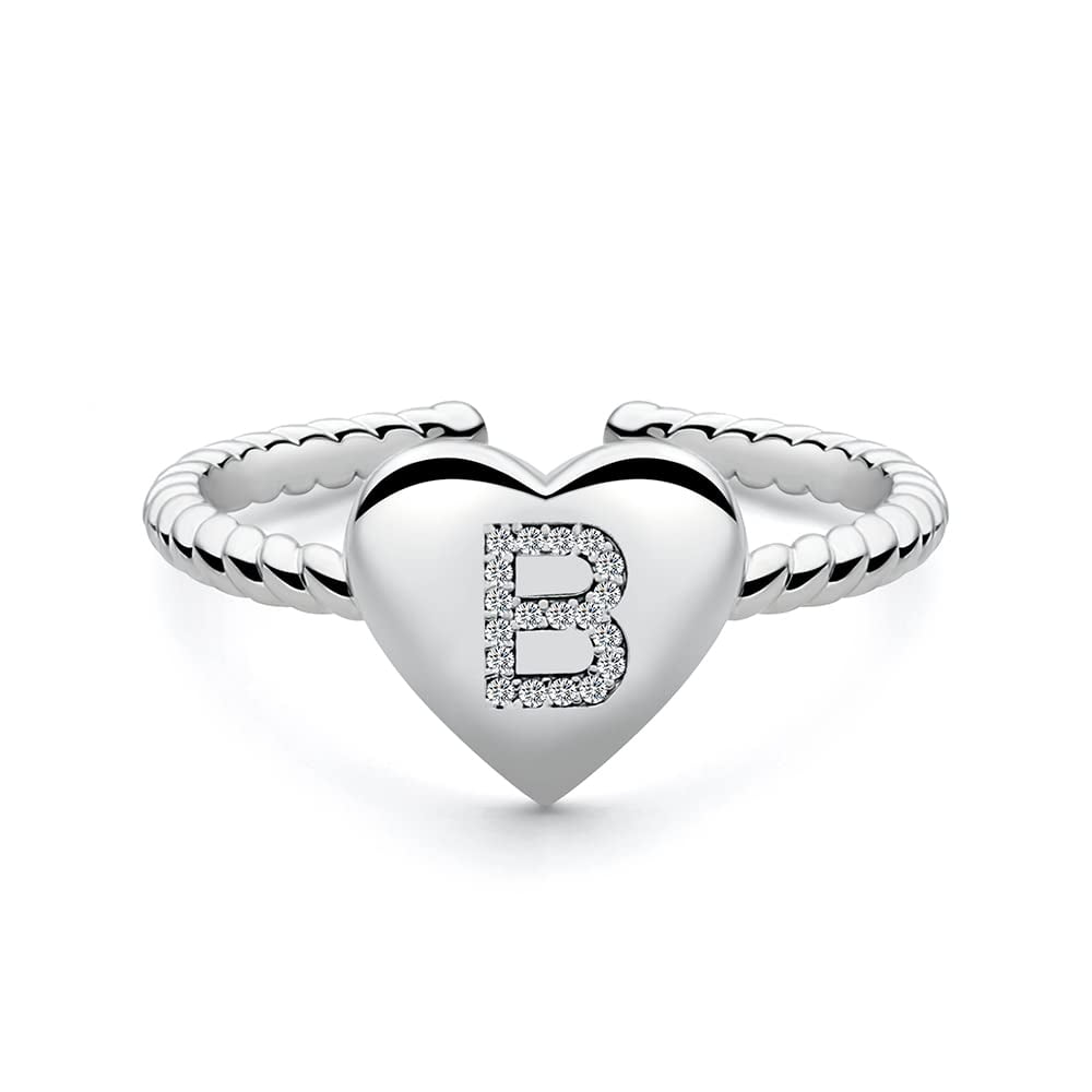AUNOOL Stackable Initial Rings for Women Heart Capital Letter Initial ...
